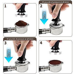 Espresso Tamper,Coffee Tamper with 30lb Calibrated Spring Loaded,53mm,54mm,Flat Stainless Steel Base Tamper for Barista,Espresso Accessories,Barista Tools