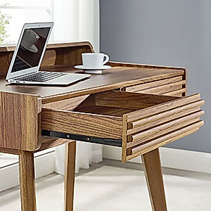 Modway Render Mid-Century Modern Writing Desk in Walnut