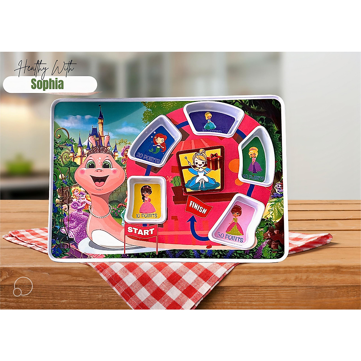 K'ONIJO Fun Picky Eaters Maze Plate Adventure: Unlock New Tastes, Follow the Path to the Hidden Treat! Fairy Princess Themed