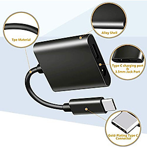 Samsung Galaxy S23 Headphone Adapter, 2 in 1 USB C to 3.5mm Headphone and PD 60W Charging Adapter Compatible with Pixel 7/7Pro/6Pro5/4/3XL, Samsung Galaxy S23+/S23 Ultra/S22/S22 Ultra/S21/S20/Note 20