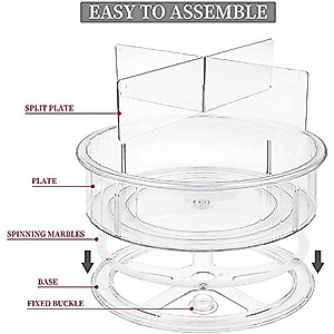 Sedmoon Lazy Susan Cabinet Organizer 2 Pack (12''&9''), Rotating Spice Rack Kitchen Storage Cosmetic Makeup Organizers for Pantry, Countertop, Fridge, Vanity, Bathroom