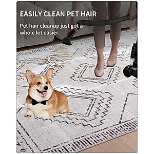 ILANGO Area Rugs 5x7, Moroccan Grey Rugs for Living Room Machine Washable Area Rugs Dedroom with Rubber Backing Non Slip Carpet for Farmhouse Dining Room, Ultra-Thin, Foldable, Easy Clean