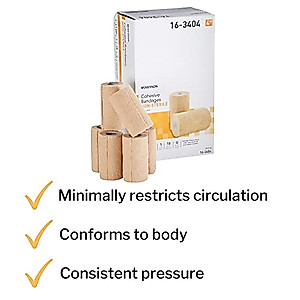 McKesson Elastic Cohesive Bandages, Beige, Non-Sterile, 4 in x 5 yds, 1 Count, 18 Packs, 18 Total