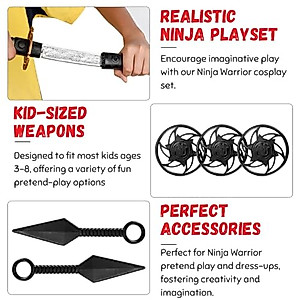 Liberty Imports Ninja Warrior Bow and Arrow Archery Set with Katana Sword, Sai, Melee Toy Weapons for Kids Pretend Role Play Equipment, Cosplay, Costume Accessories