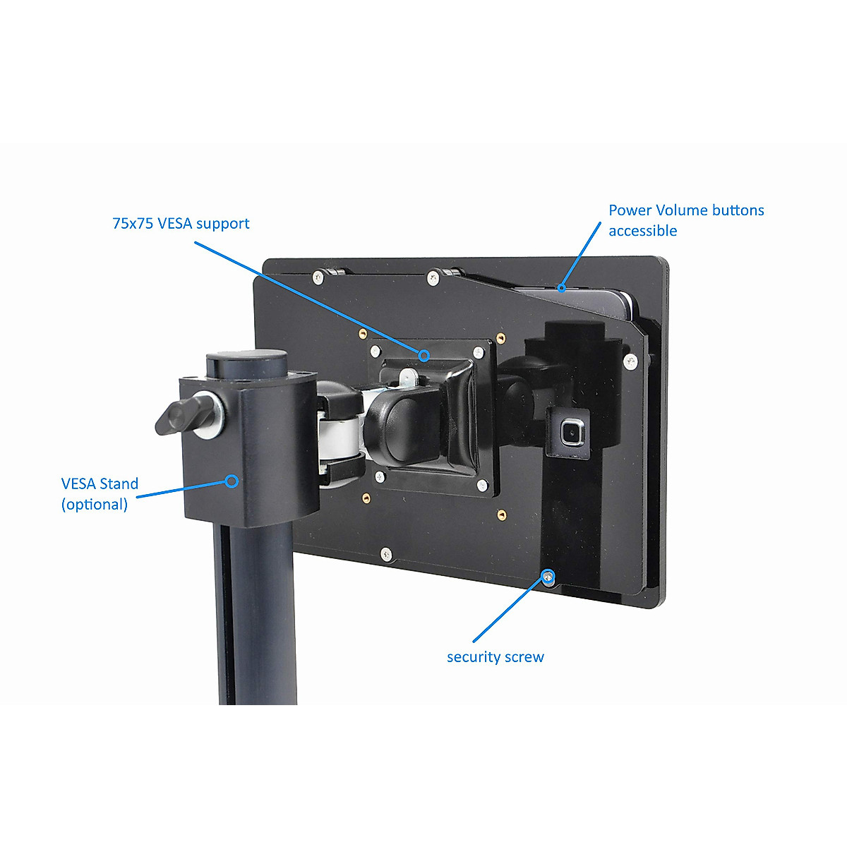 TABcare Anti-Theft Acrylic VESA Case for Samsung Galaxy TAB 8" Tablet with Wall Mount Kit (TAB A 8.0 2019 SM-T290, Black)