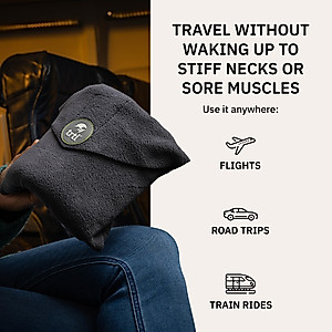 trtl Travel and Airplane Pillow - Real Sleeping Experience on Long Flights - Neck and Shoulder Support - Super-Soft, Lightweight, Easy-to-Carry, and Machine-Washable Flight Pillow - Black
