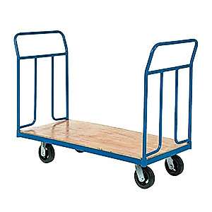 Global Industrial Wood Deck Platform Truck w/Removable Handles, 2400 Lb. Capacity, 6" Mold-On Rubber Wheels