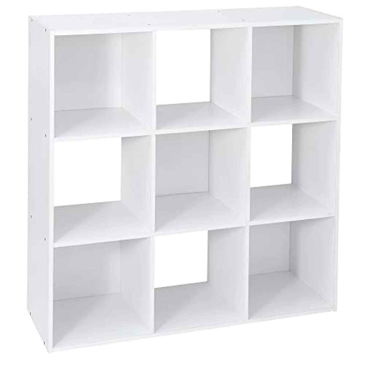 ZenStyle 9 Cube Storage Shelf Organizer, Wooden Bookshelf System Display Cube Shelves Compartments, Customizable W/ 5 Removable Back Panels (White)