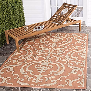 SAFAVIEH Courtyard Collection 8' x 11' Terracotta / Natural CY2663 Indoor/ Outdoor Waterproof Easy-Cleaning Patio Backyard Mudroom Area-Rug