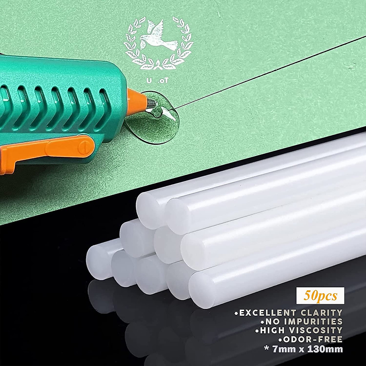 RHAEGON 60W Mini Hot Glue Gun for Crafting and Repairs, Drip-free and Leakage-proof Patent Designs Small Glue Gun Kit with 50pcs Glue Sticks(7mmx130mm)