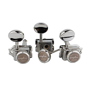 Guyker 6 Inline Vintage Guitar Lock String Tuners – Locking Tuning Key Pegs Machine Heads Replacement Parts for ST TL Style Electric, Folk or Acoustic Guitars – Nickel