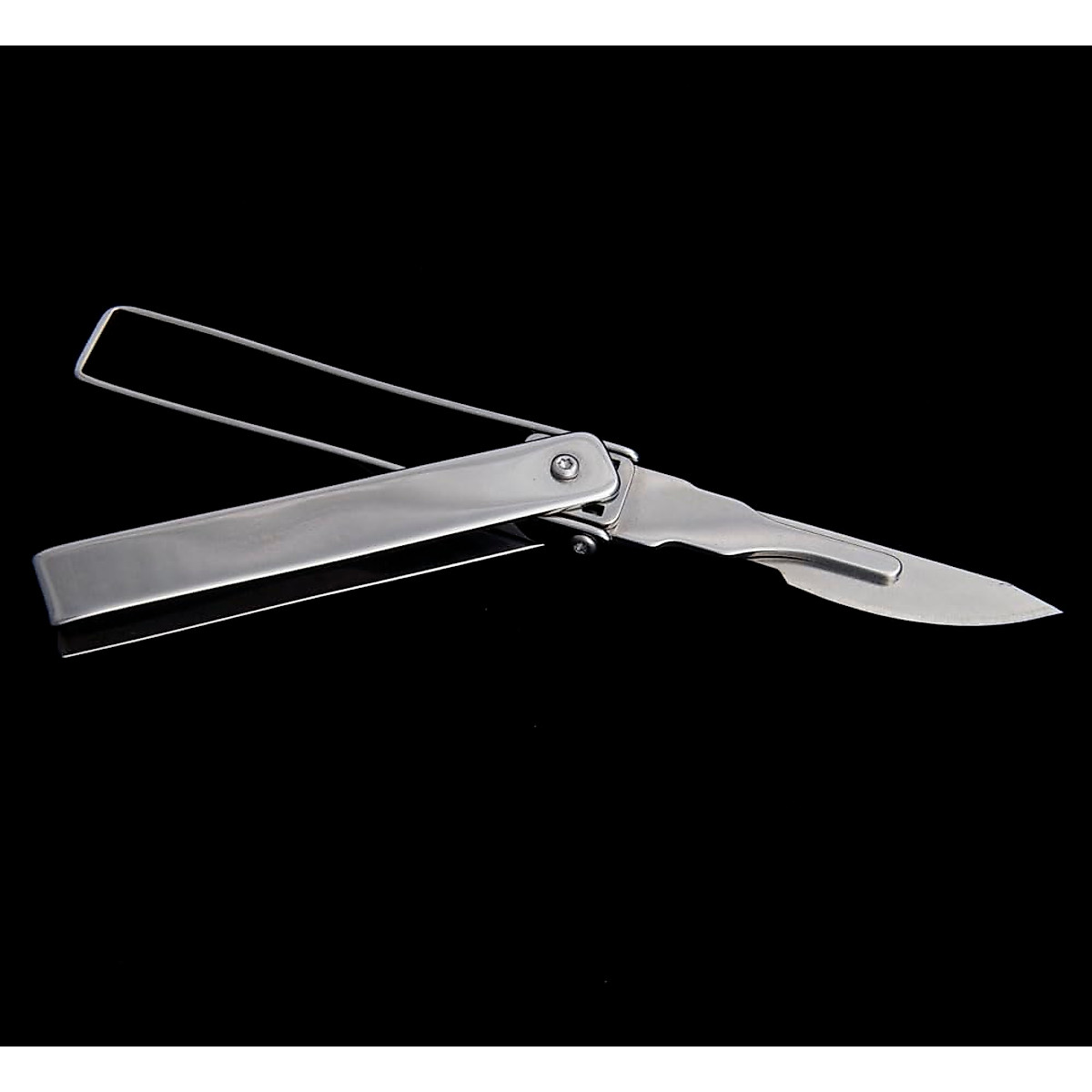 ILEAF Stainless Steel Pocket Folding Utility Knife with 10 Replaceable Blades, Ultra Compact and Lightweight (Stainless Steel)