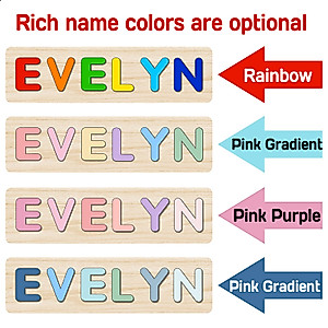 OELTTG Name Puzzle for Kids Personalized, Easter Basket Stuffers, 1st Birthday Gifts,Custom Baby Easter Gifts, Toddler Wooden Puzzles, Early Learning Toys for Baby Boy or Baby Girl