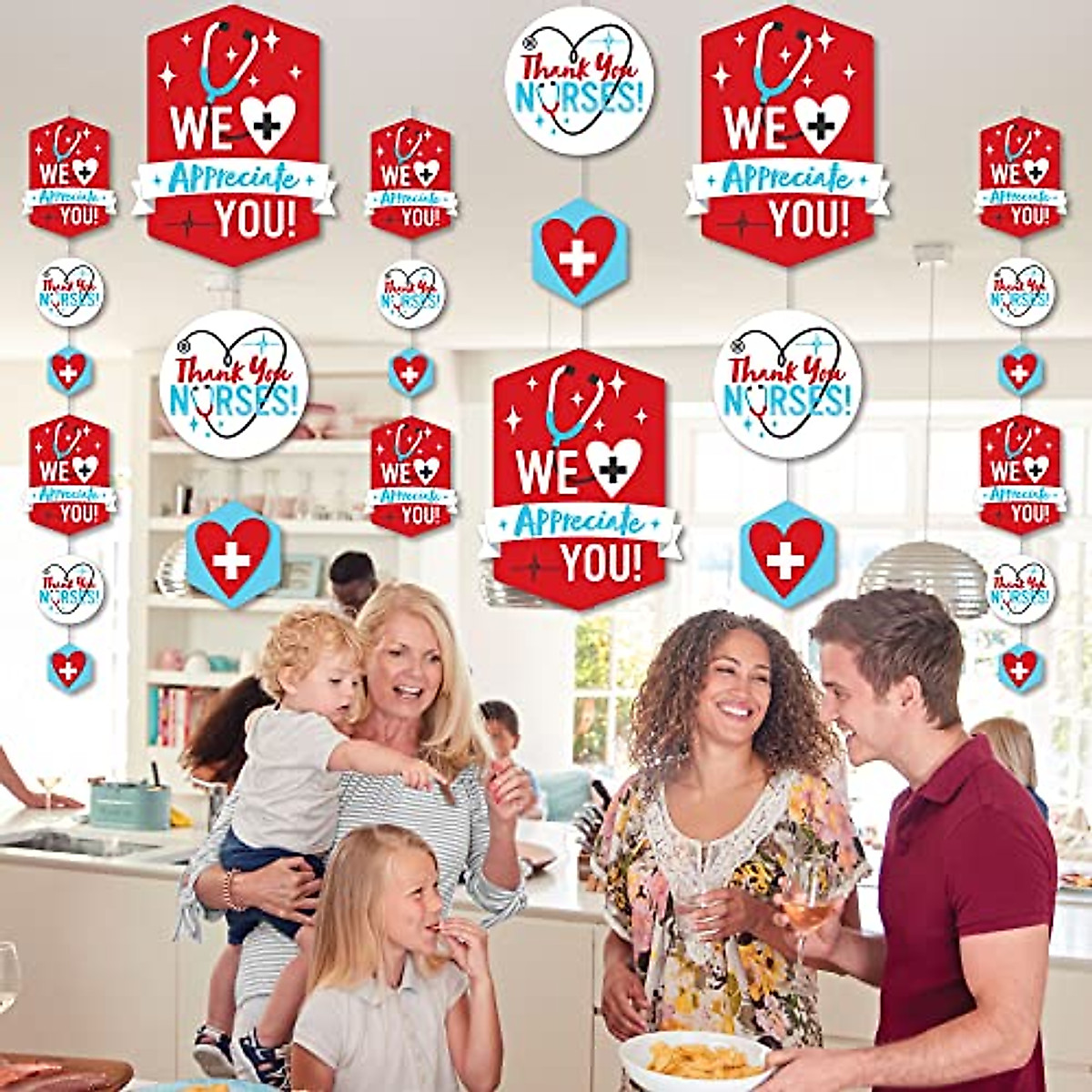 Big Dot of Happiness Thank You Nurses - Nurse Appreciation Week DIY Dangler Backdrop - Hanging Vertical Decorations - 30 Pieces