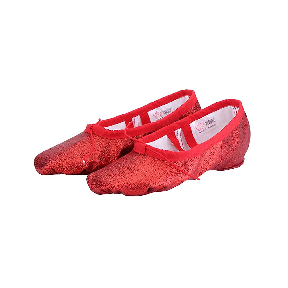 1 Pair Canvas Dance Shoes Shiny Yoga Shoe Full Sole Yoga Shoes Girl Ballet Flats Shoes Kids Glitter Gym Shoes Yoga Flats Sneaker Slippers Dancing Shoes Soles Toddler Foldable Red