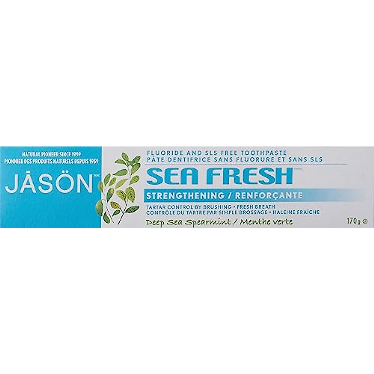 Jason Sea Fresh Strengthening Fluoride-Free Toothpaste, Deep Sea Spearmint, 6 Oz