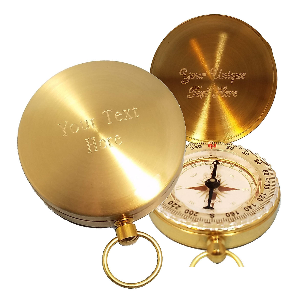 Personalized Wilderness Scouting Brass Pocket Compass | Engraved Gift for Husband, Son, Scouts, Camping, Hiking (My Own Text)