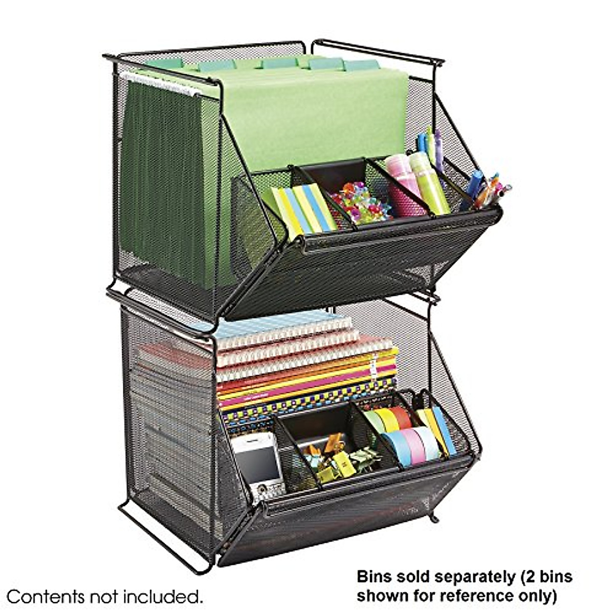 Safco Products 2164BL Onyx Mesh Stackable Storage Bins, (Qty. 1), Black