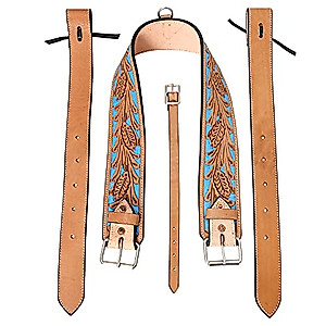HILASON Horse Western Carved Leather Rear Flank Back Cinch Girth Saddle Billets Comfytack | Flank Cinch | Flank Cinch Billet | Western Cinch | Saddle Cinch | Western Girth | Saddle Billet Strap