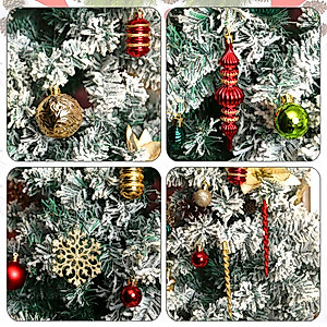Christmas Tree Ornaments 78 Pack Christmas Tree Decorations Red and Green Gold Christmas Ball Shatterproof Hanging Tree Ornament Set Assorted Set with Hooks