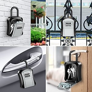 Ankilo Key Lock Box, Lock Box for House Key, 4-Digit Resettable Code Combination Small Safe Security Lockbox, Portable Wall Mounted Key Storage Lock box for Home, Realtors Garage Spare Keys,1 Pack…