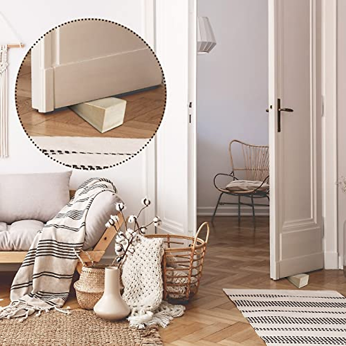 6 Pcs Wooden Firefighter Door Stopper Wedge Non Slip Firefighter Door Stopper Wedge for Most Surfaces Solid Door Wedge