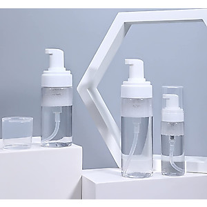 ericotry 2PCS Empty Plastic Foam Pump BottlesFoaming Soap Dispenser for Hand Soap Facial Cleanser Shampoo Shower Gel (Clear,150ml/5oz)