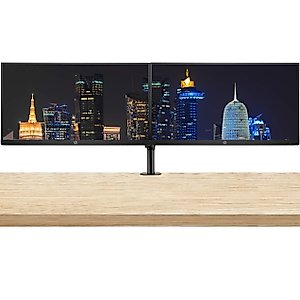 HP P244 23.8 Inch IPS LED Backlit Monitor (5QG35A8#ABA) 2-Pack Display Bundle with Fully Adjustable Dual Monitor Stand and Desk Mount Clamp