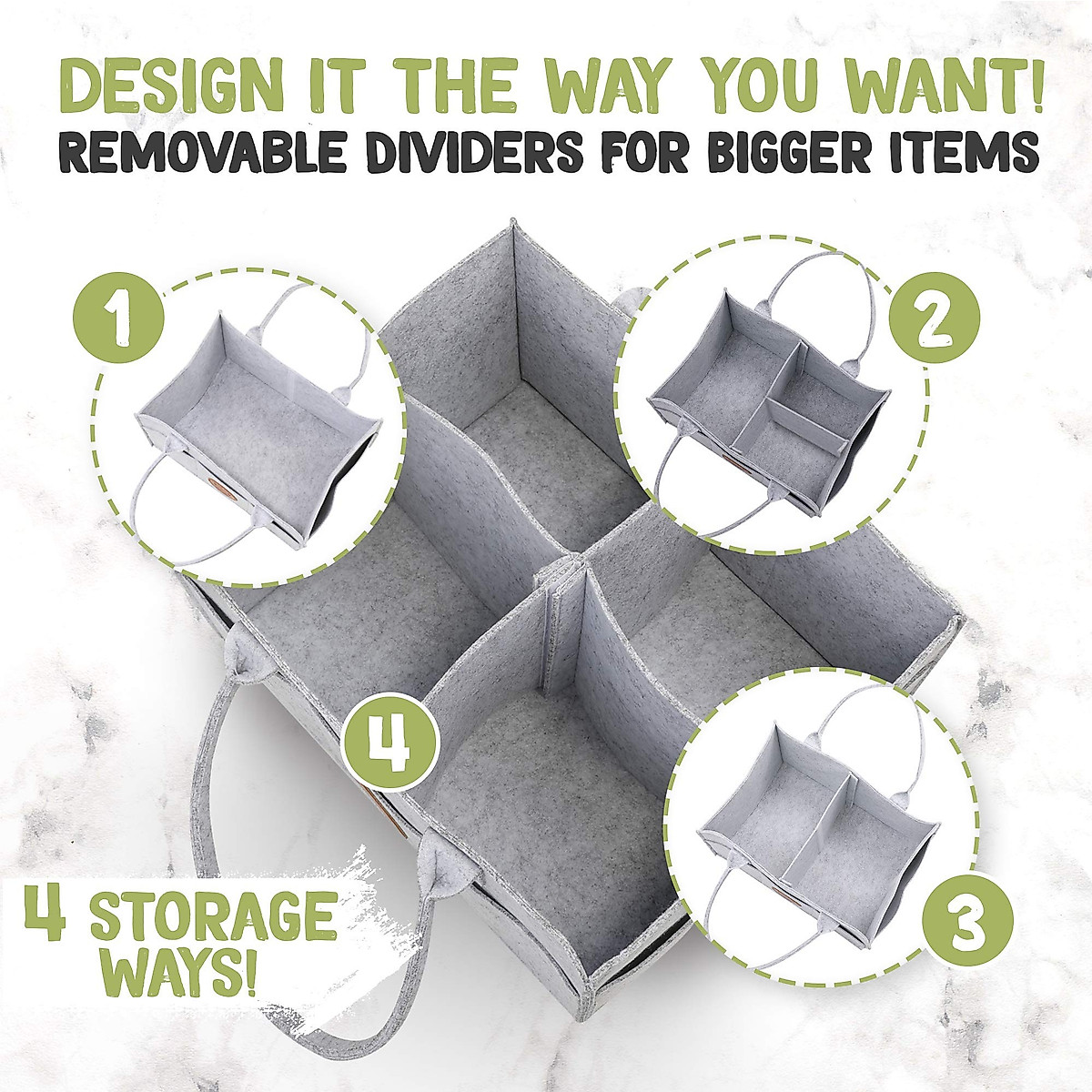 Large Shatterproof Baby Car Mirror and Baby Diaper Caddy Organizer Bundle - Travel Essentials