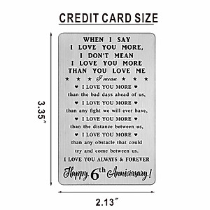 CPLJW 6 Year Anniversary Card Gifts for Her, 6th Sixth Romantic Wedding Anniversary Wallet Card Gifts