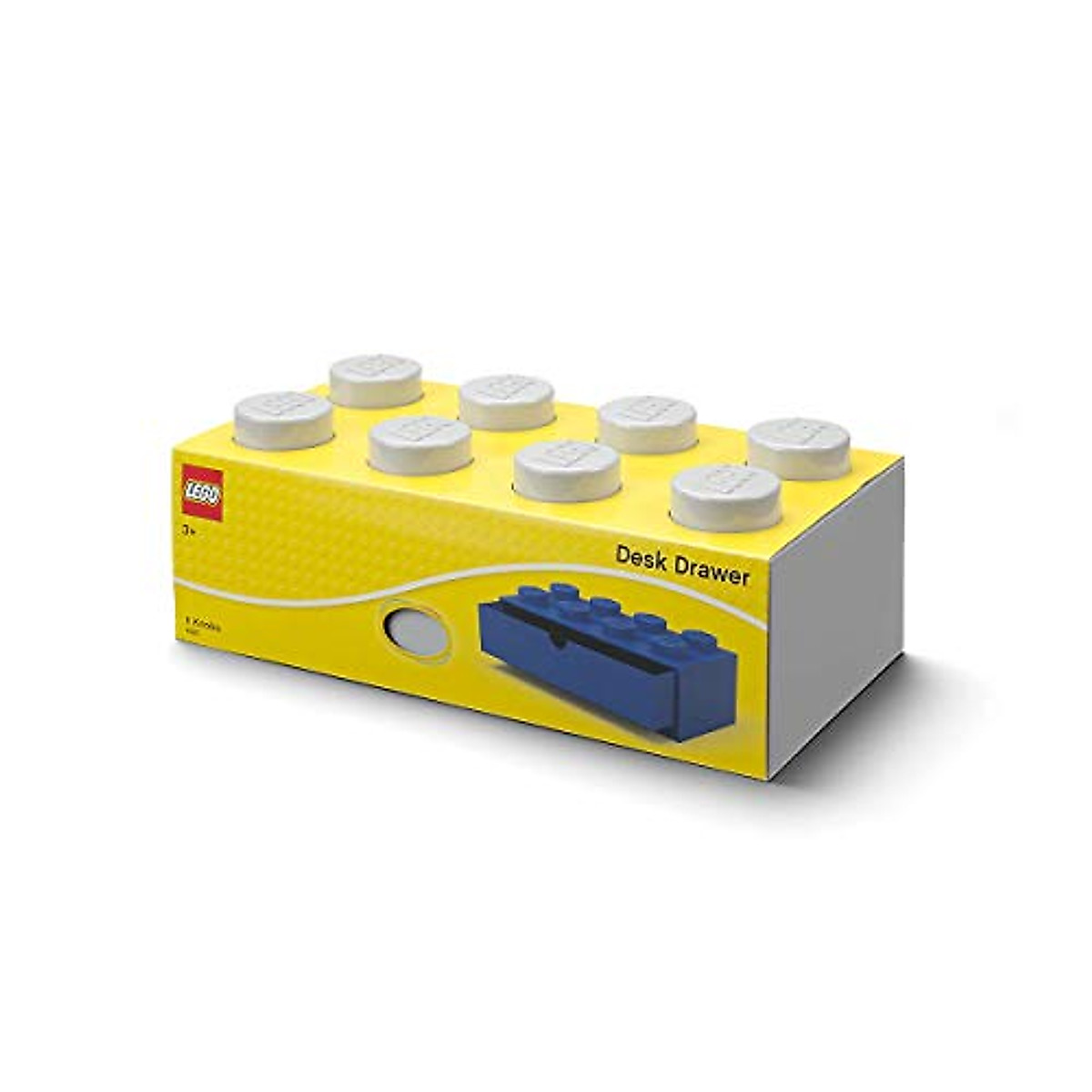 Room Copenhagen Lego Storage Brick 8 Desk Drawer, 8-Stud Stackable Tabletop Storage Box, 12.4 x 6.2 x 4.4 in, Stone Grey