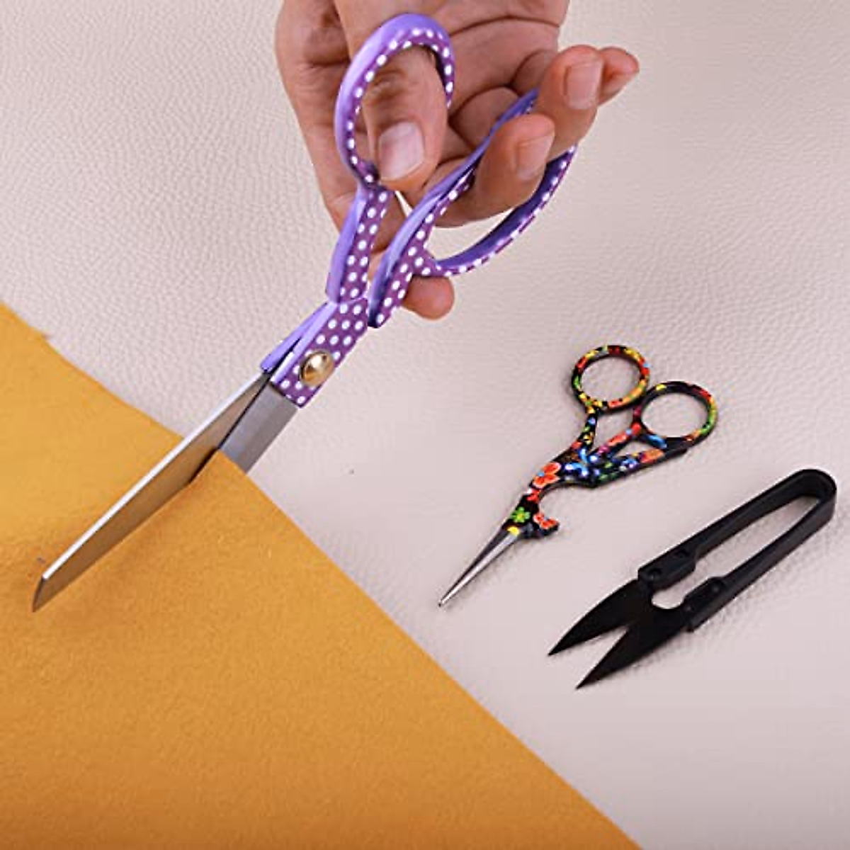 Long Ying Professional 8.5 Inch Sewing scissor Multi-Purpose Heavy Duty Tailor Scissors, stainless steel Printed Handle, for Fabric Cardboard Leather