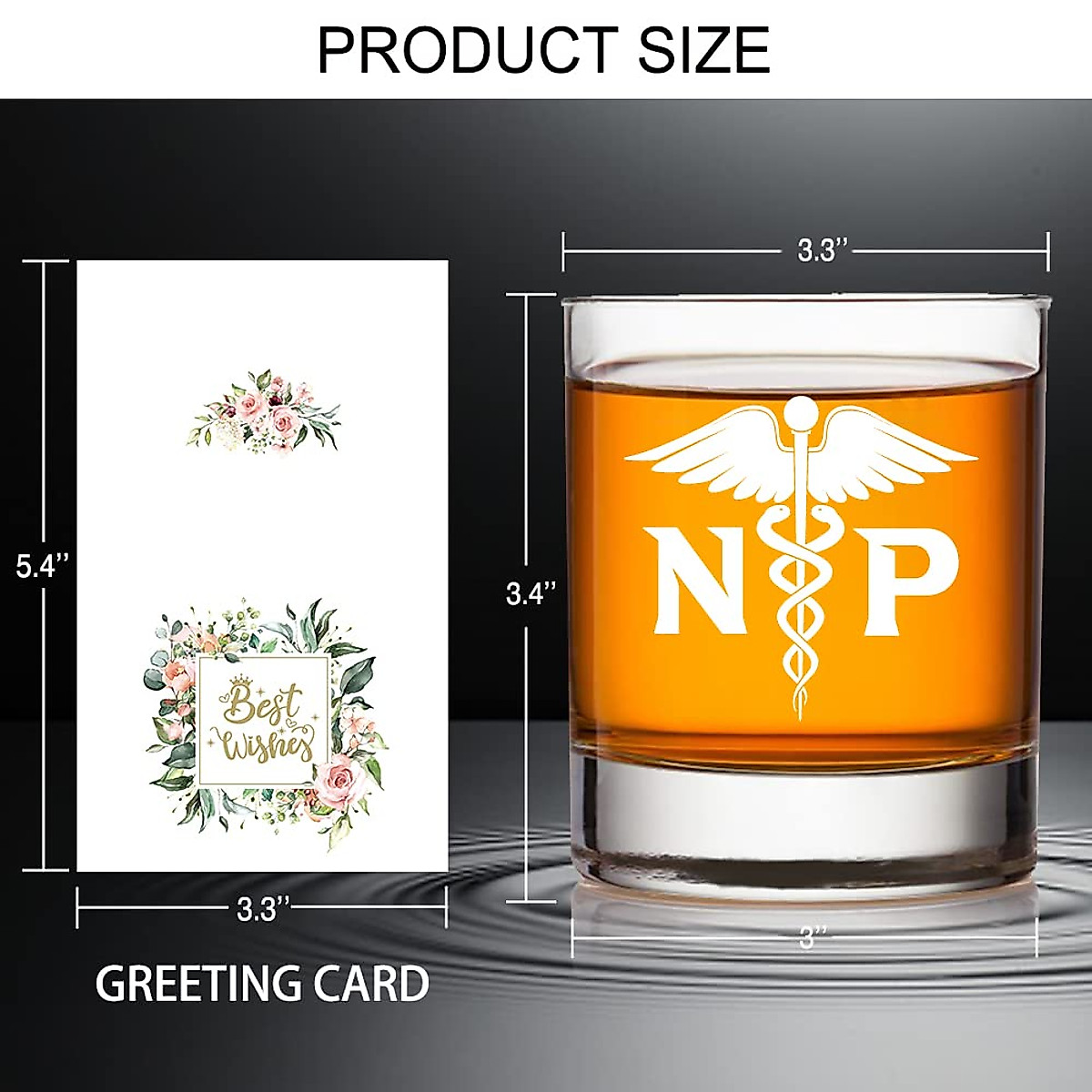 AGMDESIGN Funny Double sided Good Day Bad Day Don't Even Ask NP Registered Nurse Whiskey Glasses Gift Box , Registered Nurse Graduate Gift, Great Gift for Nurses, ARNP NP or Nursing Graduation