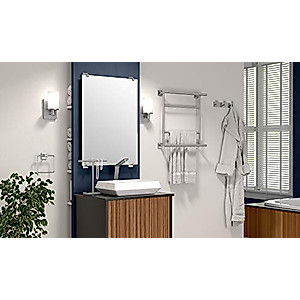 Gatco 1444SN, Modern Rectangle Base Freestanding Countertop Towel Holder, Satin Nickel / 10.50"W x 11.13"H T-Shape Style Countertop Hand Towel Holder for Bathroom, Kitchen/ Fingertip Towel Rack