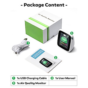 CO2 Carbon Dioxide Detector, 4-in-1 Indoor Air Quality Monitor Portable CO2 Monitor, Tester for Carbon Dioxide, Temperature and Relative Humidity, CO2 Meter with Alarm, for Grow Tents, Homes, Cars