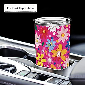 sanluoli Fresh Little Flowers Peach Stainless Steel insulated water bottle with Straw Leak Resistant Flip coffee mug for men for Home, Office or Car portable straw tumbler 20 OZ