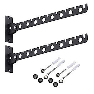 Sumnacon 12 Inch Stainless Steel Clothes Hanger Racks - 2Pcs Wall Mounted Folding Garment Hooks with Screws, Space Saver Clothing and Closet Storage Organizer for Laundry Room Bedroom Bathroom, Black