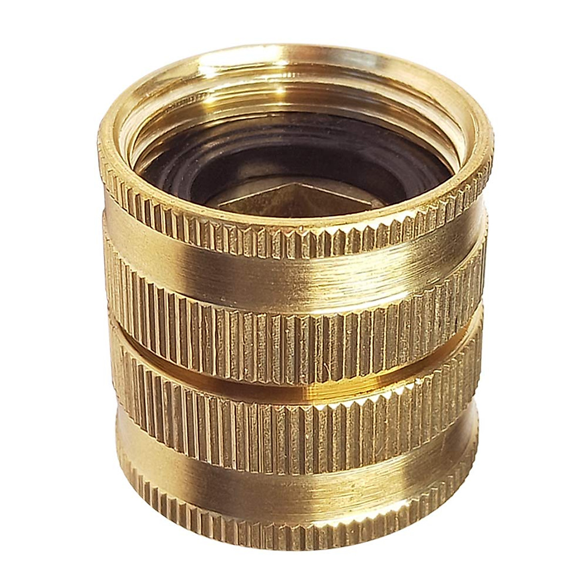 HQMPC Brass Garden Hose Connector Garden Hose Adapter Double Female Swivel Hose Connector 3/4 Inch GHT Brass Connector 4 Pieces