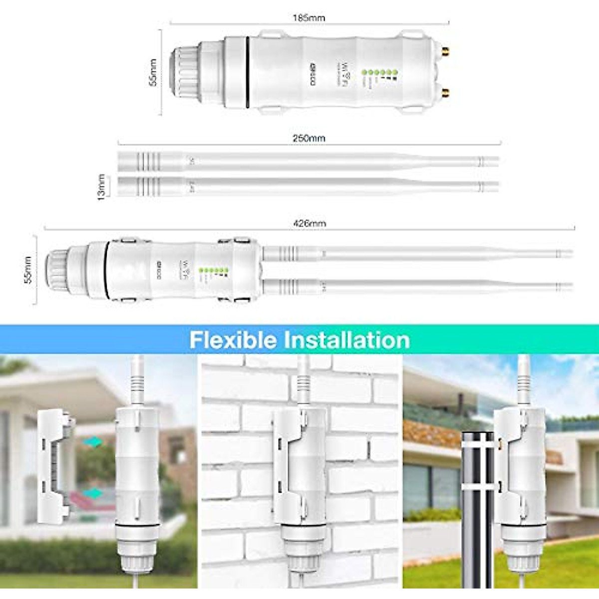 WAVLINK AC600 Outdoor WiFi Upgrade Version Extender,Weatherproof Internet Long Range Signal Booster,Wireless Dual Band 2.4+5G Repeater/Router/AP with POE,No WiFi Dead Zones for Outdoor WiFi Coverage