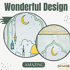 Egyptian Prayer Rug Muslim Carpet Mat Islamic Childrens Salat Small Kids Janamaz Sajda Rugs Sajadah Namaz Child Toddler Mosque Mini Praying Musallah Salah Gebetsteppich Masged Ramadan (Light Green)