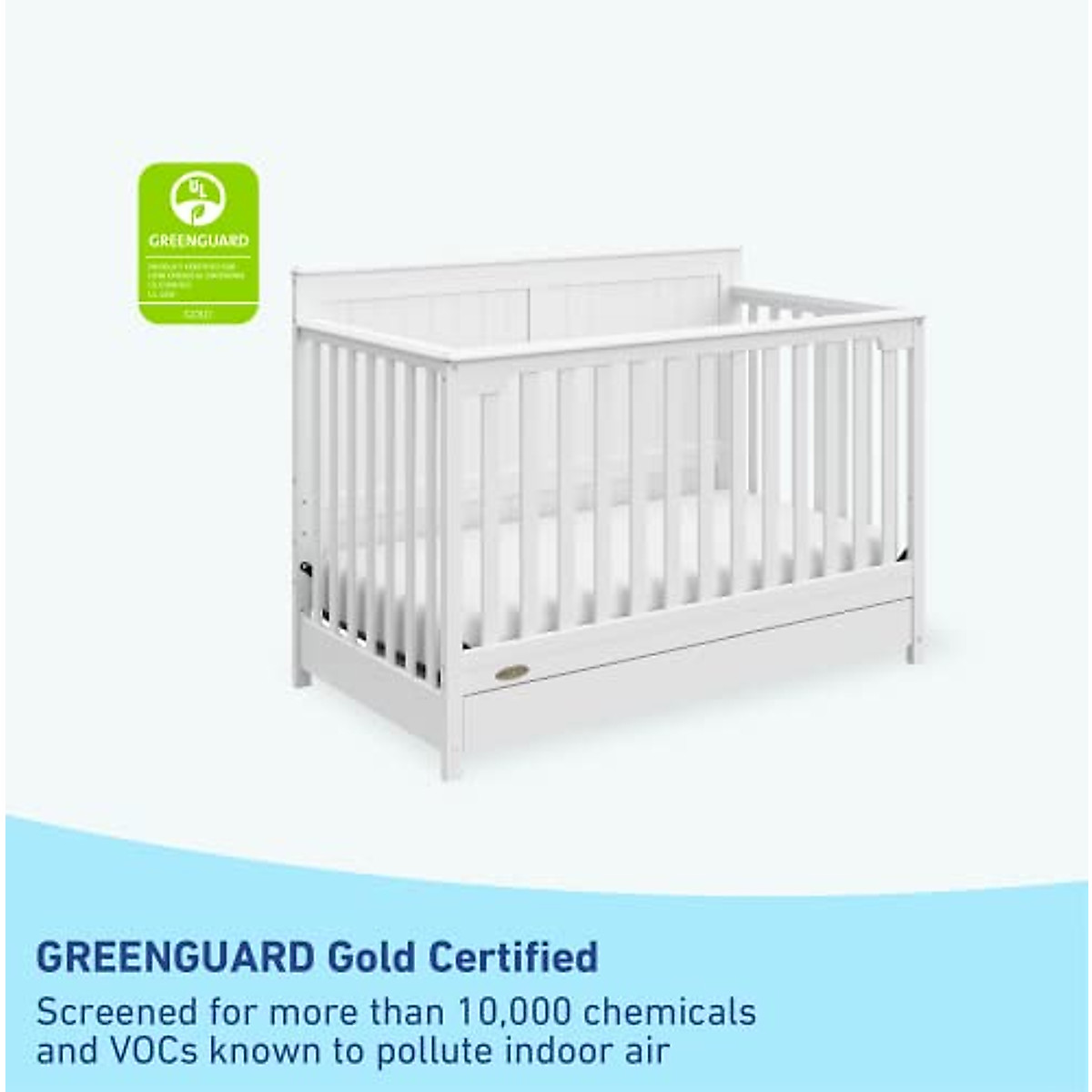 Graco Hadley Convertible Crib and Mattress Set, White | Includes 4-in-1 Convertible Crib with Drawer, Premium Foam Crib and Toddler Mattress