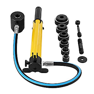 Mophorn 10 Ton 1/2" to 2" Hydraulic Knockout Punch Driver Tool Kit Electrical Conduit Hole Cutter Set KO Tool Kit with 6 Dies Hole Complete Tool (Knockout Punches)