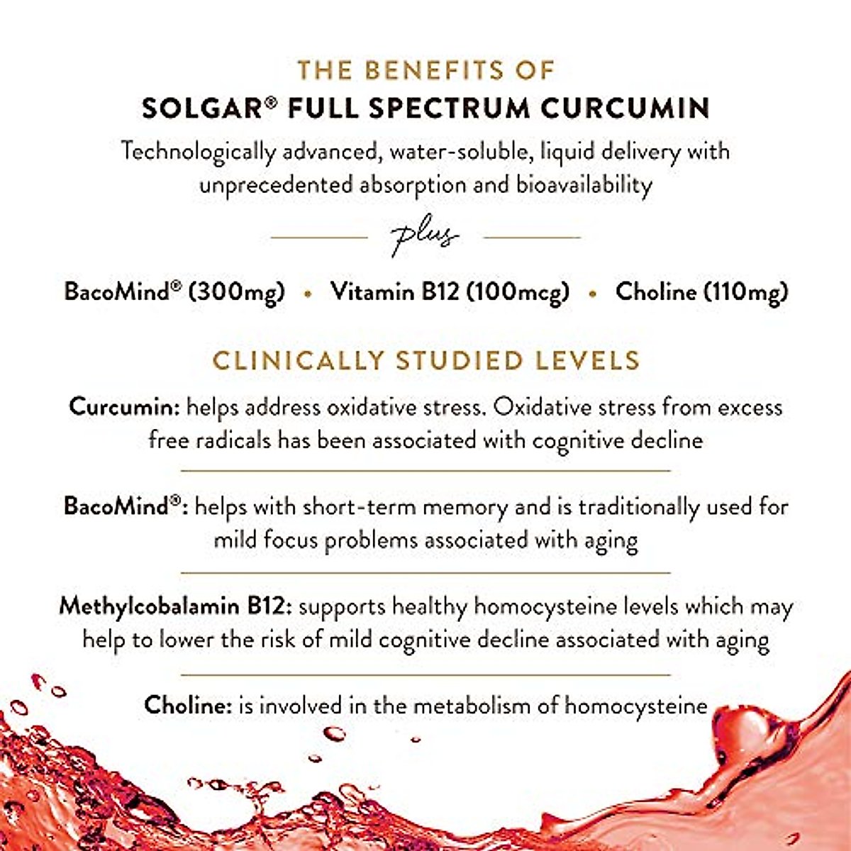 Solgar Full Spectrum Curcumin Brain Works, 90 Licaps - Support Memory Recall, Focus, Cognitive Function - Antioxidant Support - Curcumin, BacoMind, Choline, Vitamin B12 - Non-GMO, Vegan - (Pack of 2)