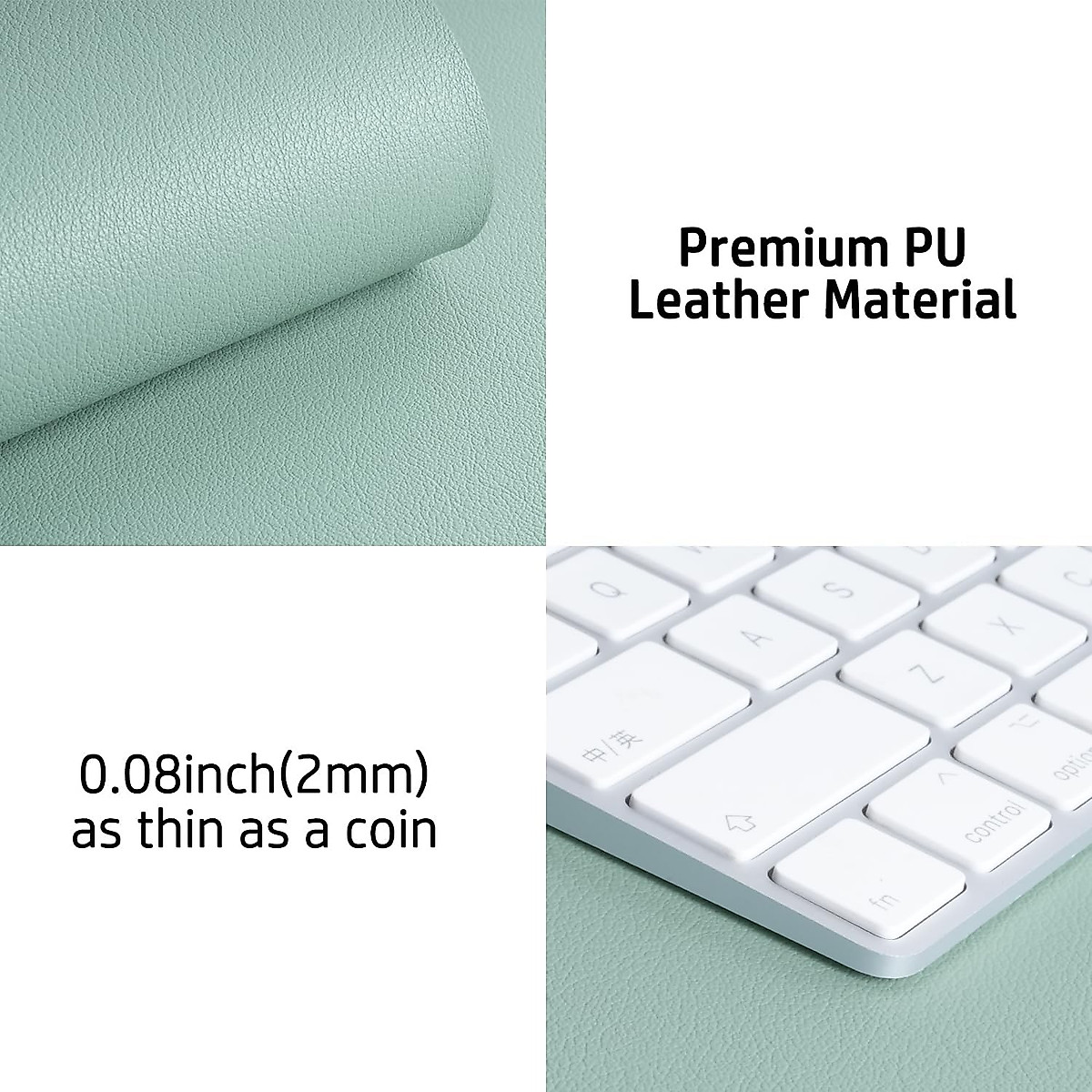 Leather Desk Pad Protector,Mouse Pad,Office Desk Mat, Non-Slip PU Leather Desk Blotter,Laptop Desk Pad,Waterproof Desk Writing Pad for Office and Home (Light Blue,31.5" x 15.7")