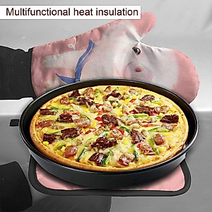 Foruidea Pink Pug Pig Oven Mitts and Pot Holders Sets Kitchen Heat Resistant Oven Gloves for BBQ Cooking Baking Grilling Machine Washable (2-Piece Sets)