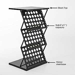 M&T Displays Foldable Counter with Perforated Literature Holder and Carrying Bag, Magazine Rack, Brochure Display Stand, Catalog Leaflet, Flier for Fair, Conference, Shows (Black, 2X(8.5x11))
