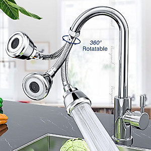 Horiznext 360° big angle swivel faucet aerator, for home kitchen bathroom sink tap head (with movable hose adapter attachment),high pressure bathtub nozzle rotate replacement