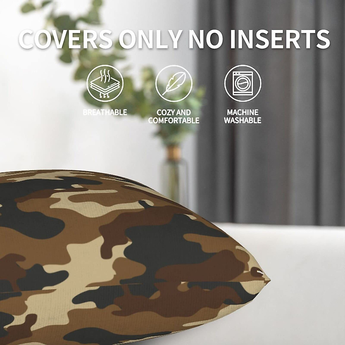 Fiokroo Military Camouflage Throw Pillow Covers Set of 2 Pillow Cushion Cases Army Style Camo Square Pillowcases for Sofa Bedroom Living Room Car, 18 X 18 Inch