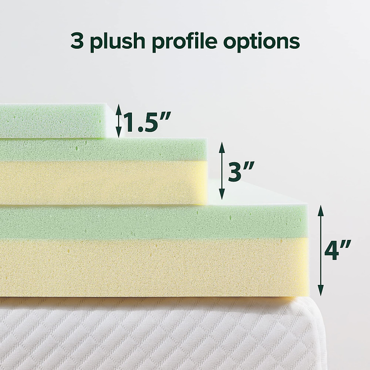 ZINUS 4 Inch Green Tea Memory Foam Mattress Topper, Pressure-Relieving Layers, CertiPUR-US Certified, King