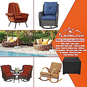 Likorlove Patio Chair Covers, 29" W×30" D×30" H Patio Furniture Covers Waterproof for Chairs Windproof Lounge Deep Seat Cover Heavy Duty with Air Vent for Outdoor Lawn, Backyard Deck, Black (2 Pack)